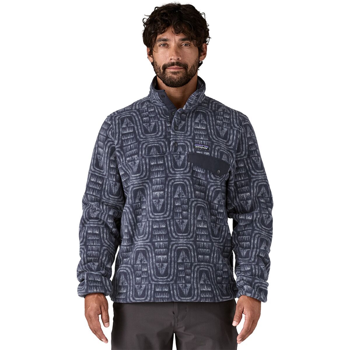 Patagonia Mens Lightweight Synch Snap-T Pullover in Flow: Sunken Blue ...